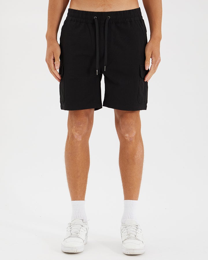 Nena Pasadena S150 Slim Stretch Cargo Short Black | Shaw Street Clothing