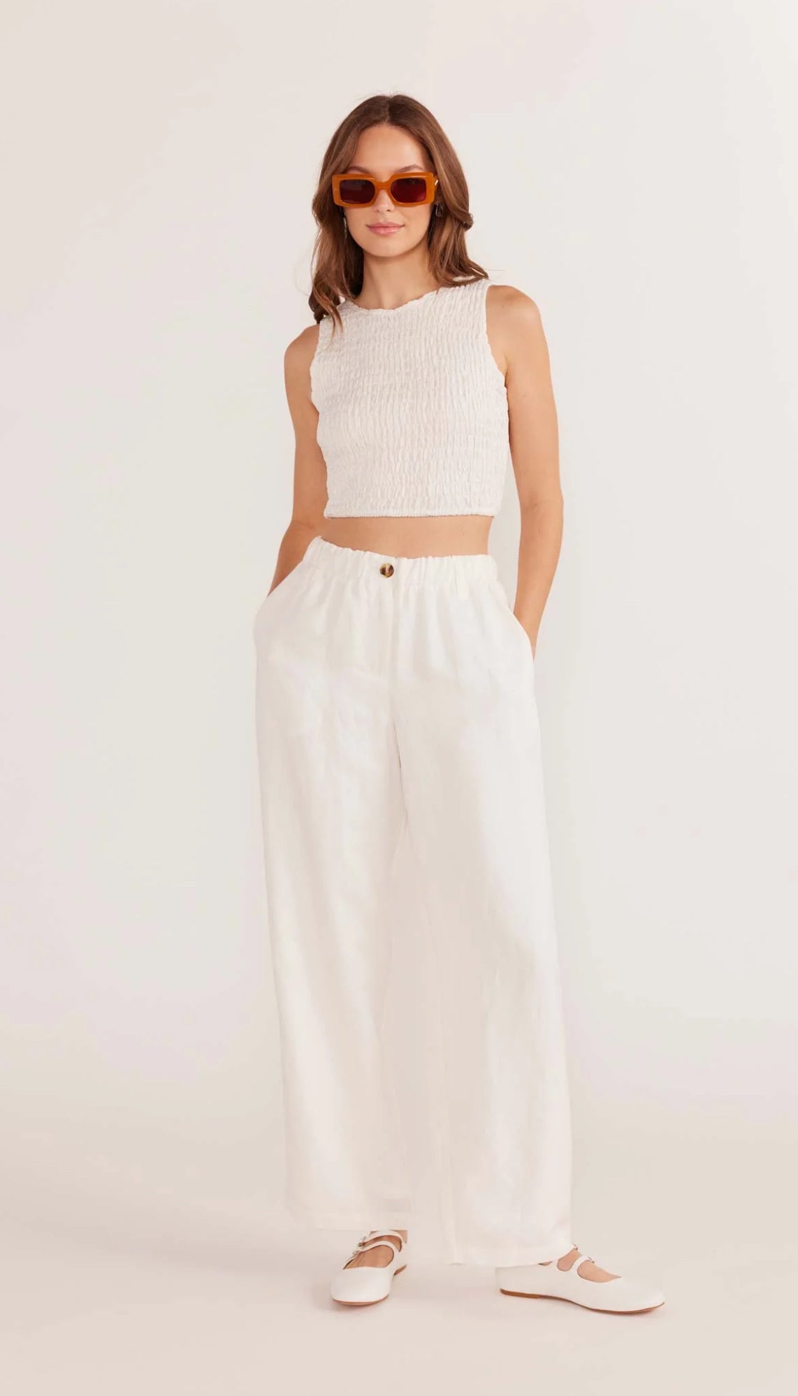 Mink Pink Nerida Straight Leg Pant Ivory | Shaw Street Clothing